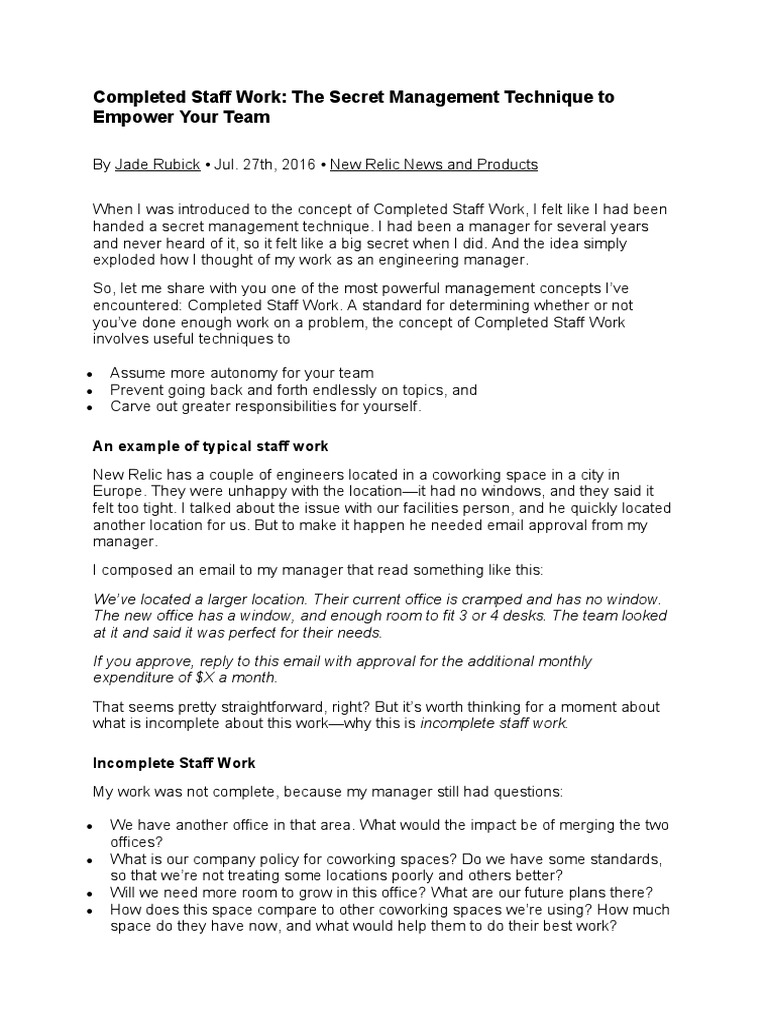 Completed Staff Work | PDF | Leadership | Decision Making