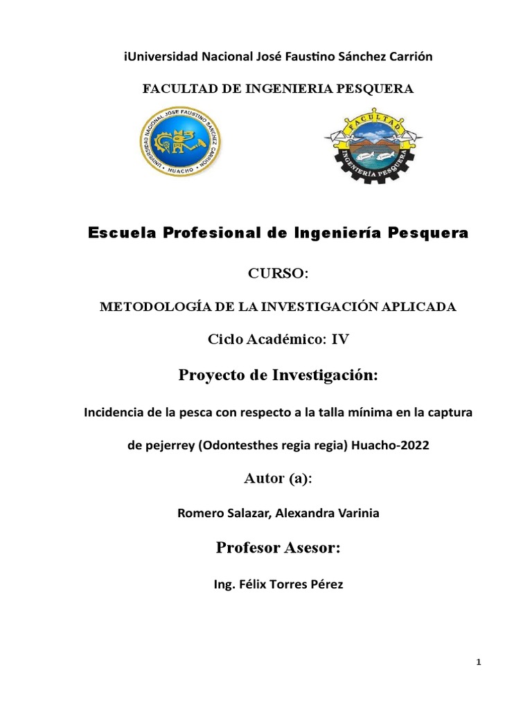 Formato Final de Proyecto de Investigación Alexandra Romero | PDF | Pescado