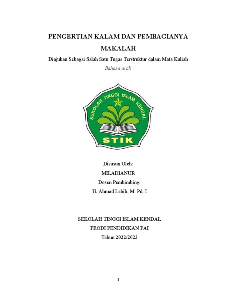 MAKALAH - ILMU - KALAM - DAN - PEMBAGIANYA (Miladia) | PDF