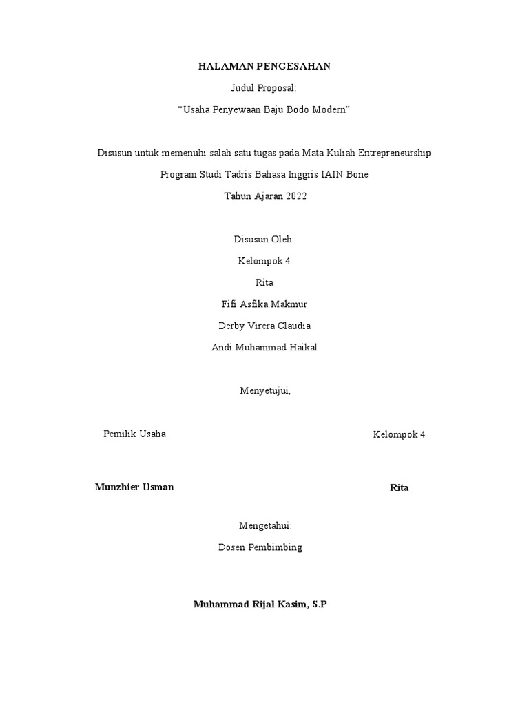 Halaman Pengesahan | PDF