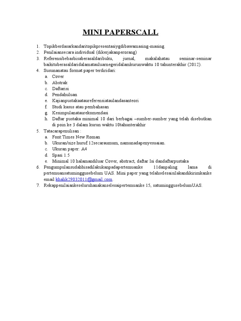 Mini Paper Call Guideline | PDF