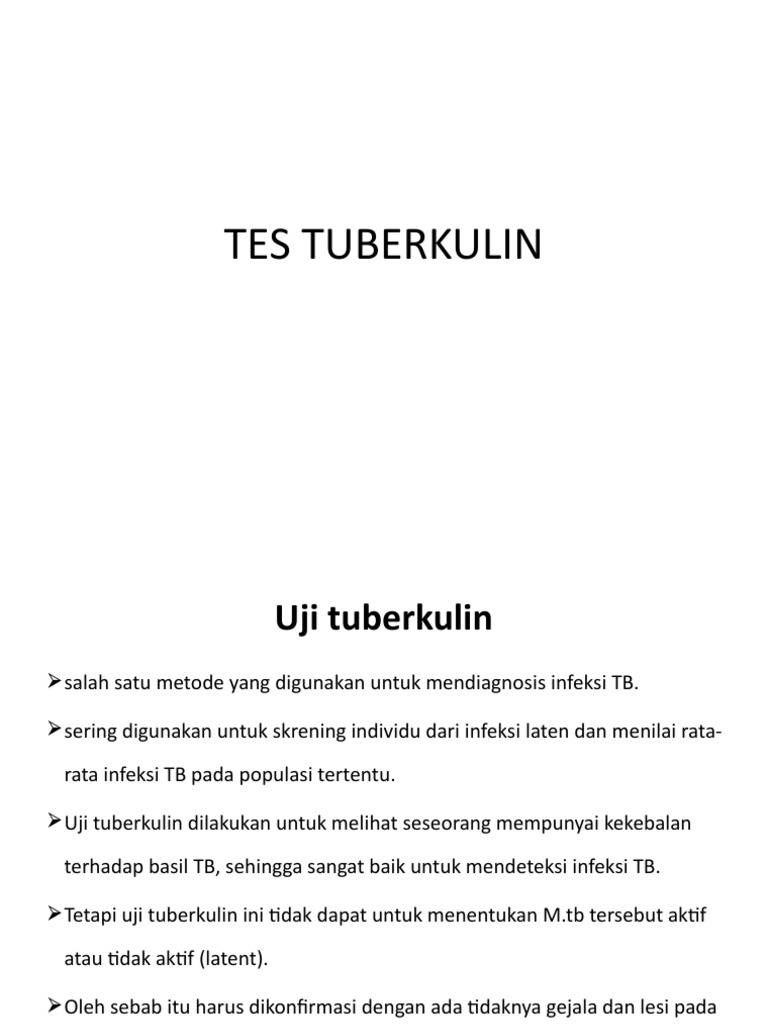 Uji Tuberkulin: Diagnosa TB Laten | PDF | Pengembangan Diri | Sains ...