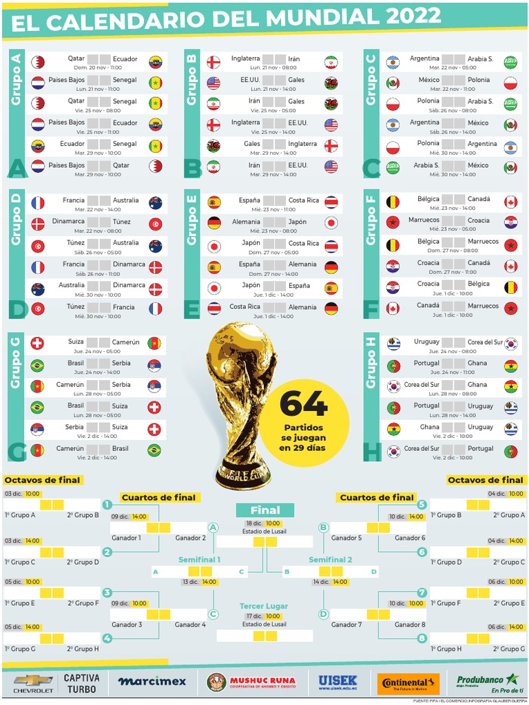 Fixture Del Mundial Qatar 2022 | PDF | Asociación de Futbol | Deportes