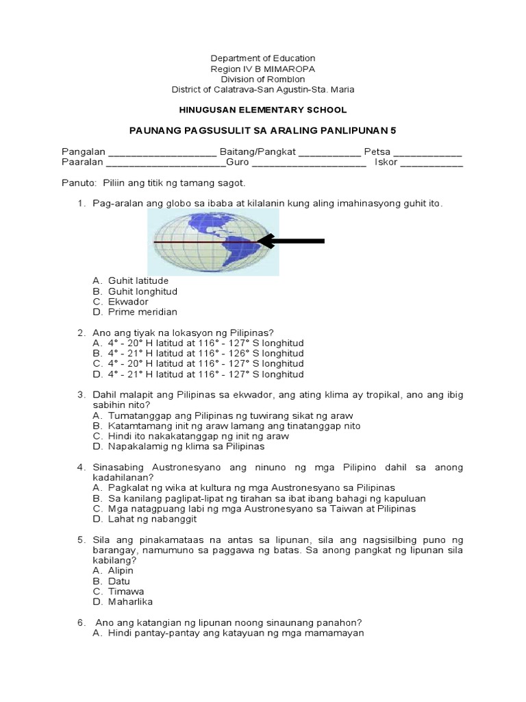 Araling Panlipunan 5 | PDF