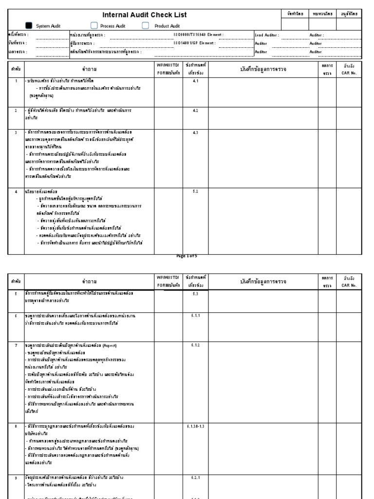 Check List 14001 - 2015-MR | PDF