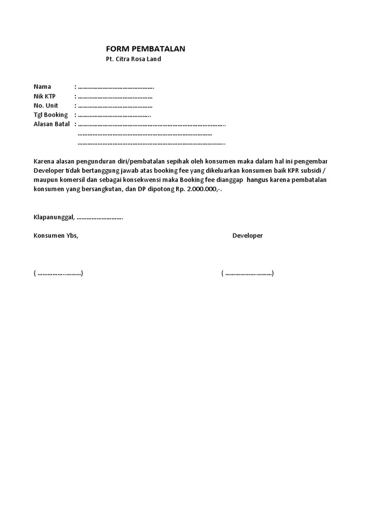 Form Pembatalan | PDF