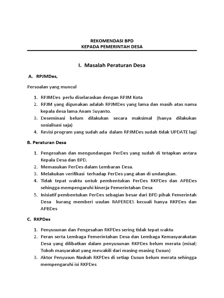 Rekomendasi BPD | PDF