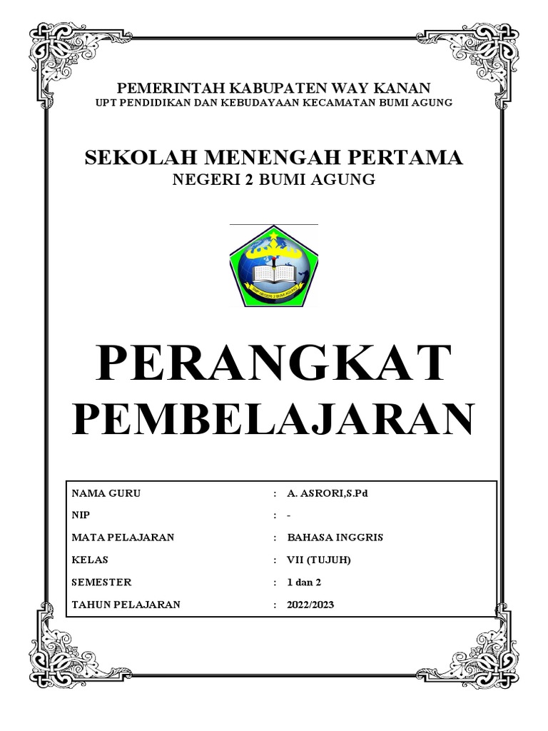 Contoh Cover Perangkat Pembelajaran | PDF