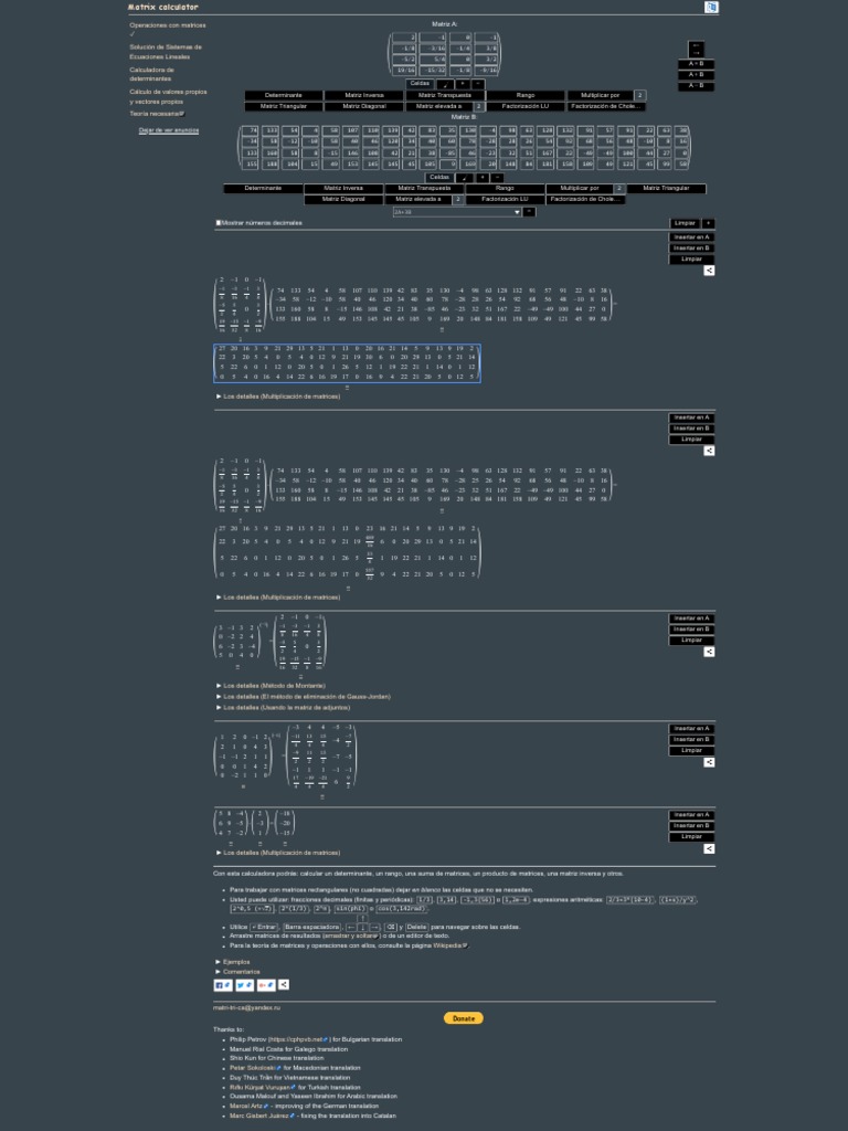 Calculadora de Matrices | Descargar gratis PDF | Determinante | Matriz ...