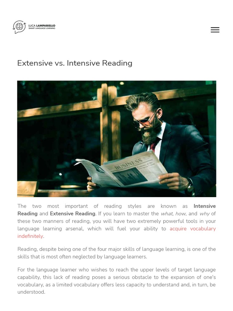 Extensive vs. Intensive Reading | PDF | Vocabulary | Learning