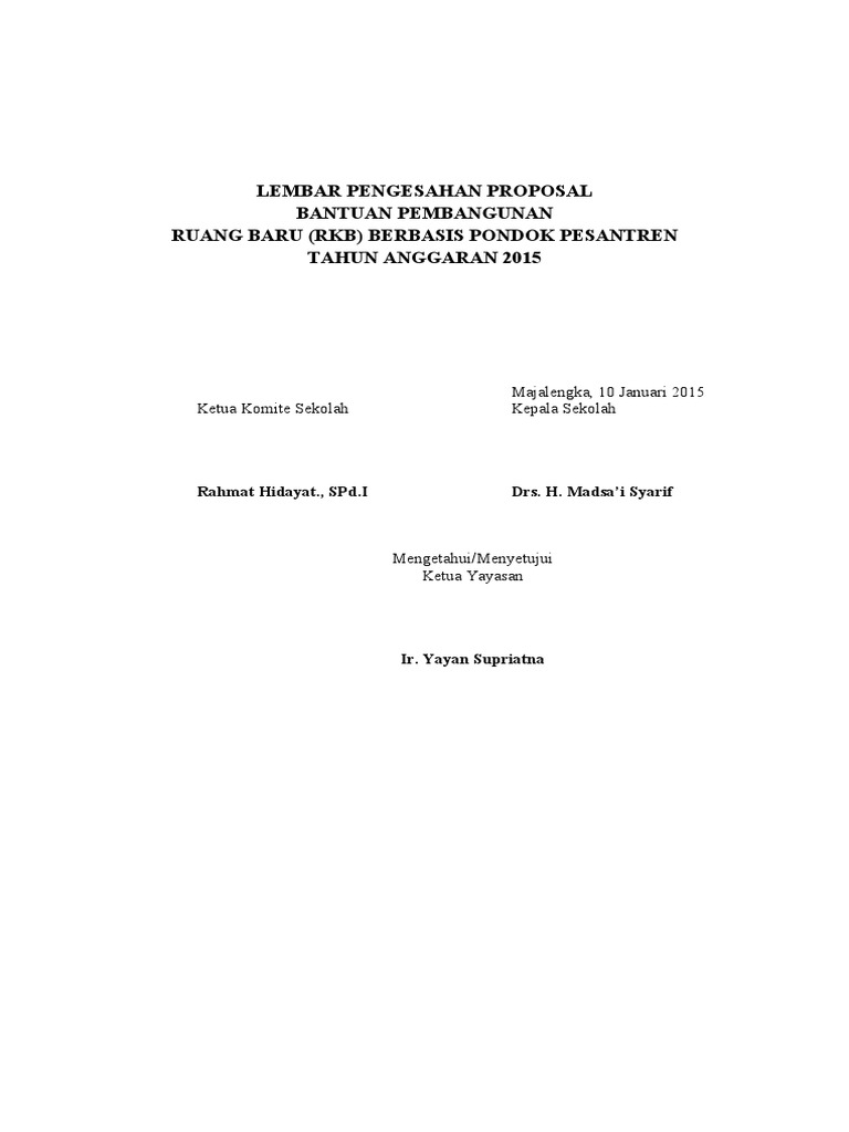 Lembar Pengesahan Proposal | PDF