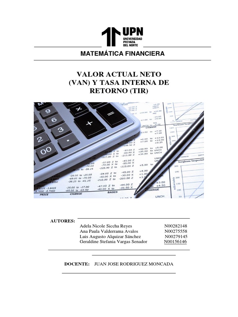 VAN y TIR en Matemática Financiera | PDF | Tasa interna de retorno ...