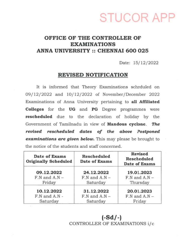 STUCOR - Schedule - Revised-Notification 2023 | PDF