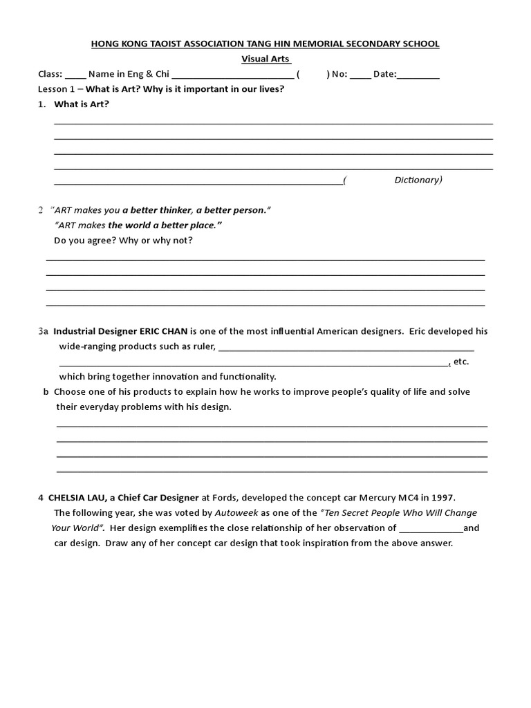 Worksheet What Is Art | PDF