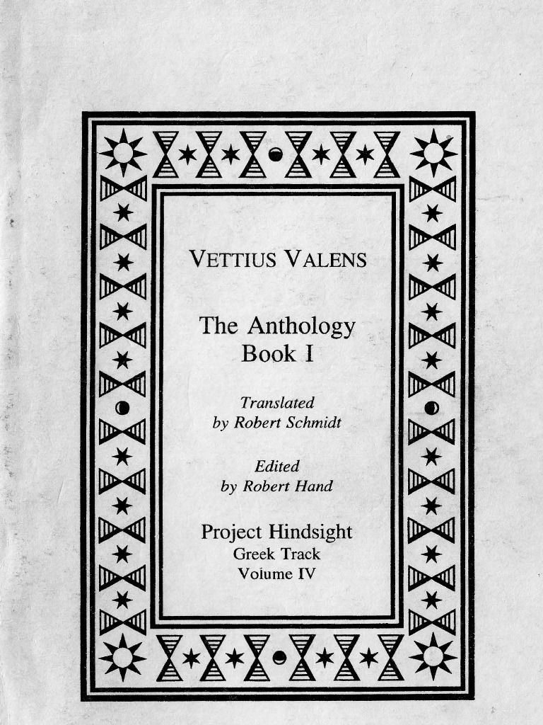 Vettius Valens - The Anthology, Book I | PDF
