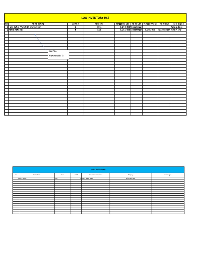 SAFETY EQUIPMENT INVENTORY AND LOAN LOG | PDF
