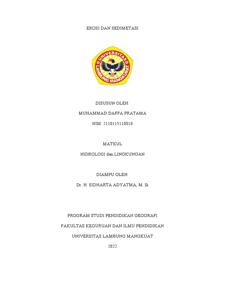 Erosi dan Sedimentasi: Proses dan Dampaknya | PDF