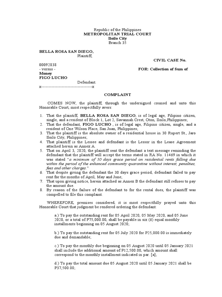 Complaint Plaintiff | PDF | Lease | Justice