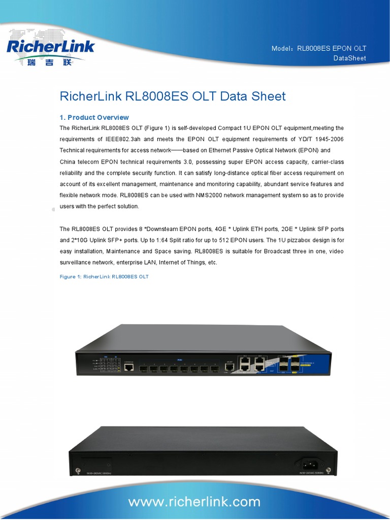 Rl8008es Epon Olt | PDF | Computer Network | Computer Engineering