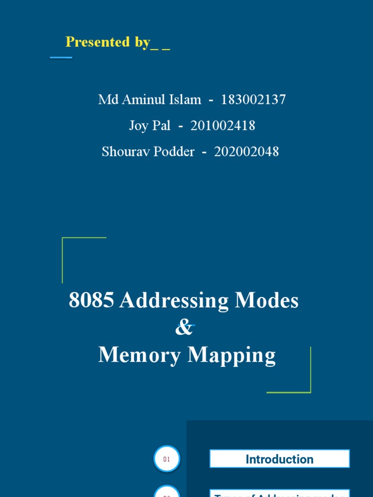 8085 Addressing Modes Memory Mapping | PDF | Manufactured Goods ...