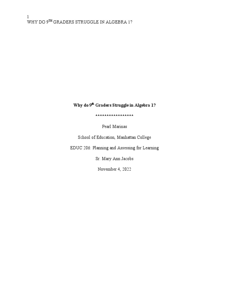 Action Research - Why Do 9th Graders Struggle in Math | PDF | Teaching ...