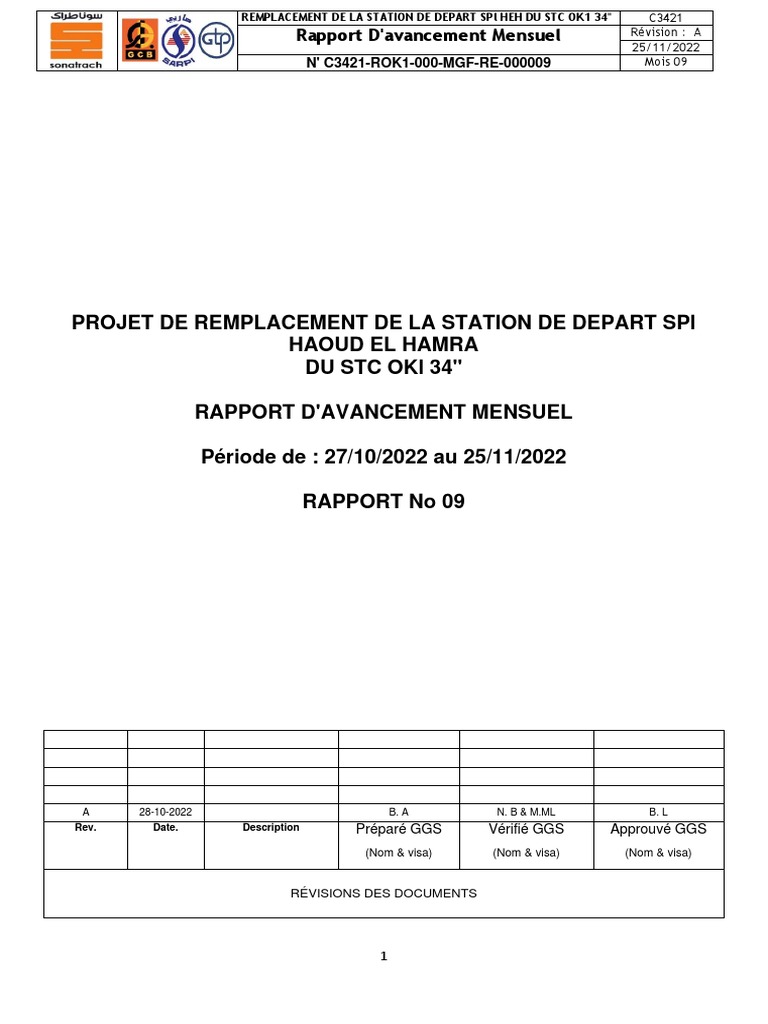 Rapport Mensuel Projet STC OK1 34" | PDF | Secteurs de l'économie | Ingénierie