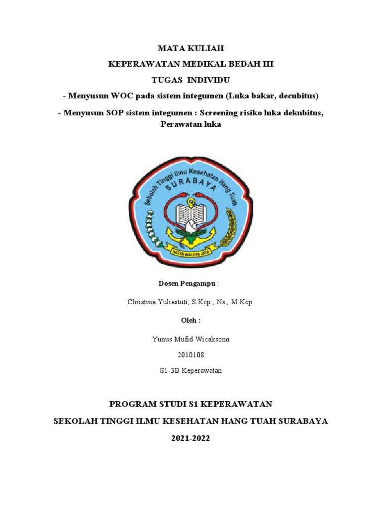 3B 2010108 Yunus Mufid W Woc&SOP Sistem Integumen | PDF