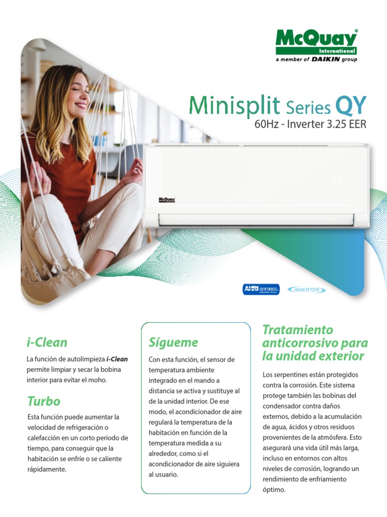 McQuay Minisplit QY 60Hz Inverter SPA | PDF | Aire acondicionado ...