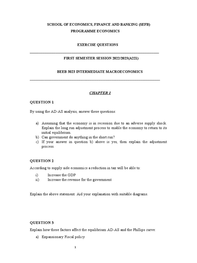 Suggested Answers Exercise Question Beeb3023 Intmd Macro A221 | PDF | Macroeconomics | Labour ...