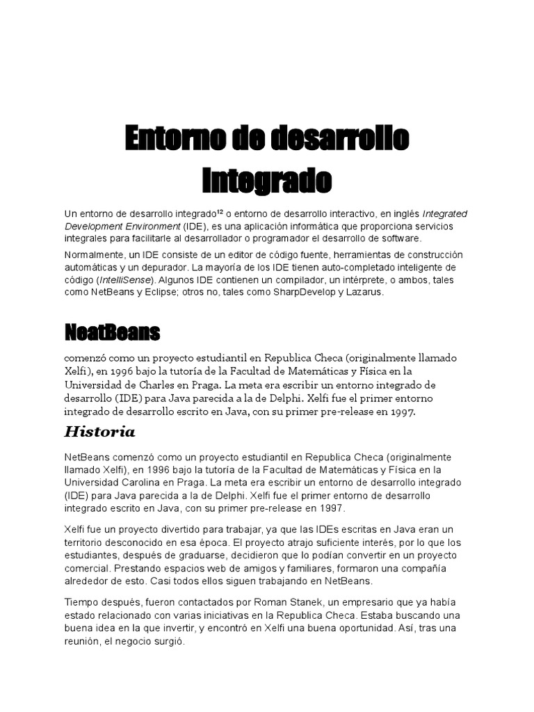 Entorno de Desarrollo Integrado | PDF | Entorno de desarrollo integrado ...