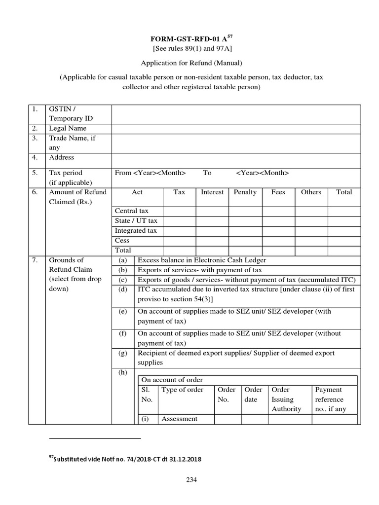 Form GST RFD 01a | PDF | Taxes | Invoice