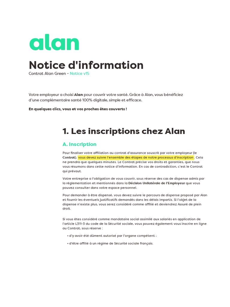 Alan - Notice Information | PDF | Assurance | Programmes sociaux