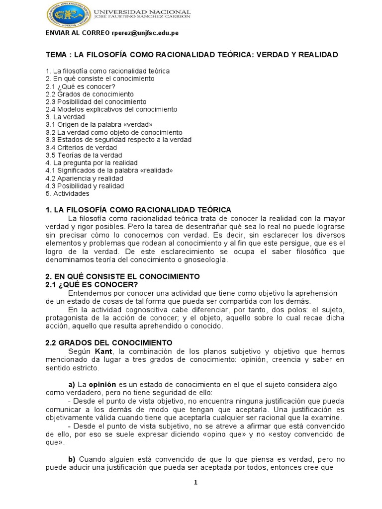 Clase 3 La Filosofía Como Racionalidad Teoría y Práctica | PDF | Verdad ...