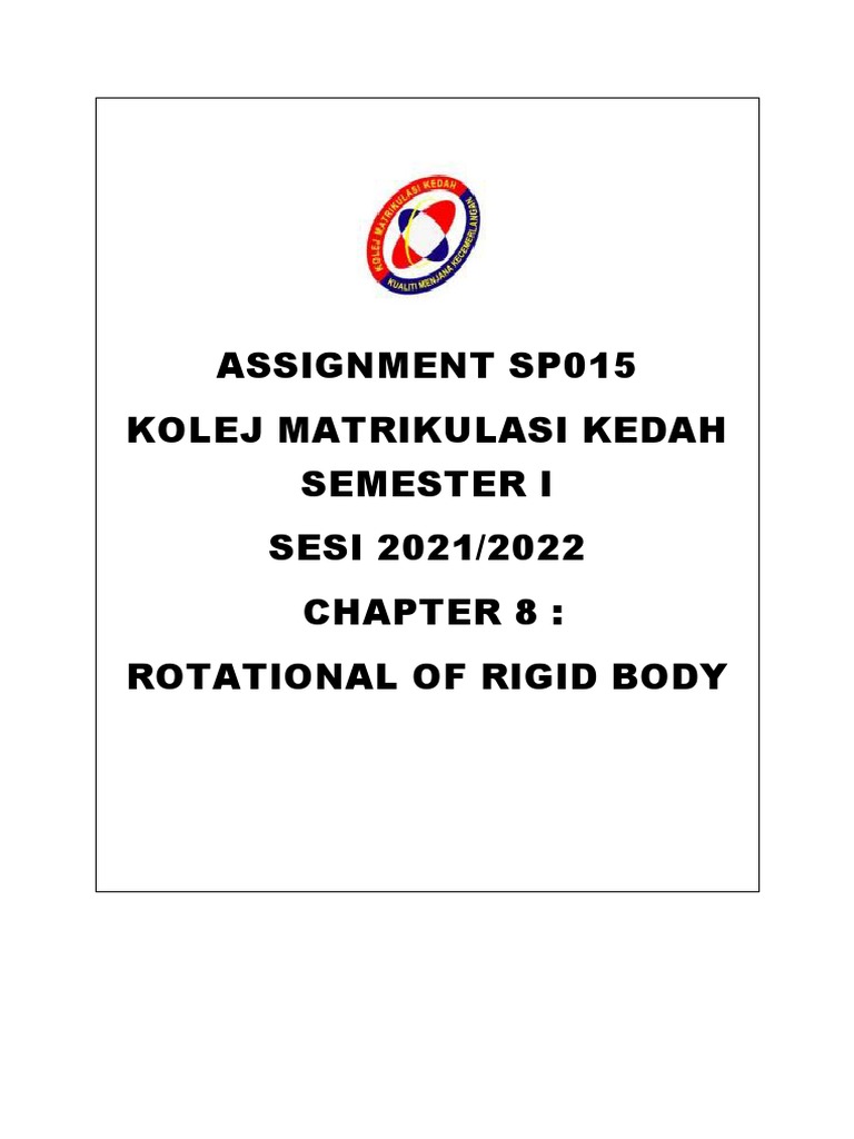 Student Assignment Rotational of Rigid Body | PDF | Rotation Around A ...