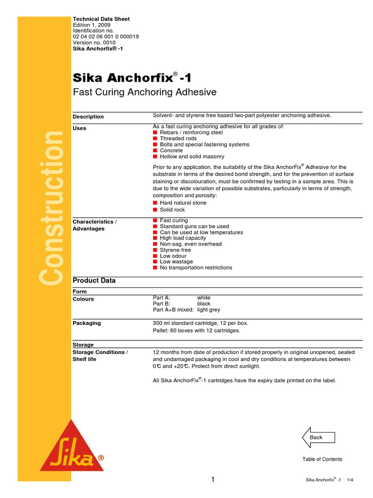 0326-03-35-12 Datasheet File Sika Anchorfix-1 | PDF | Concrete | Drill