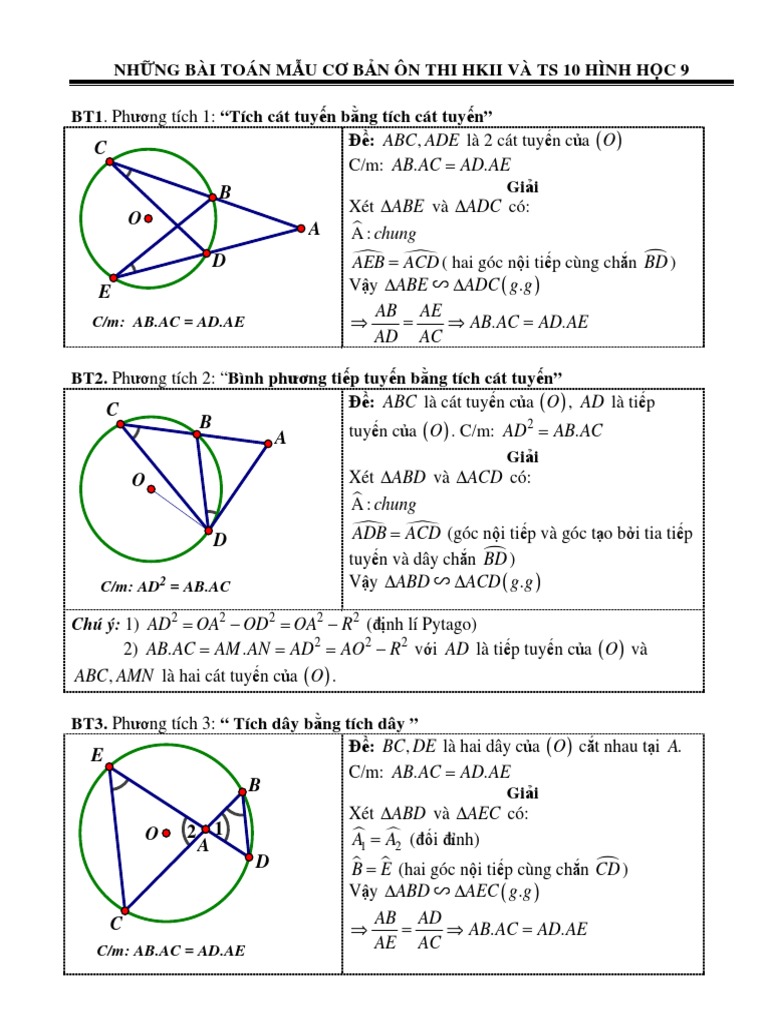 15 BÀI TOÁN MẪU CƠ BẢN HH9 | PDF