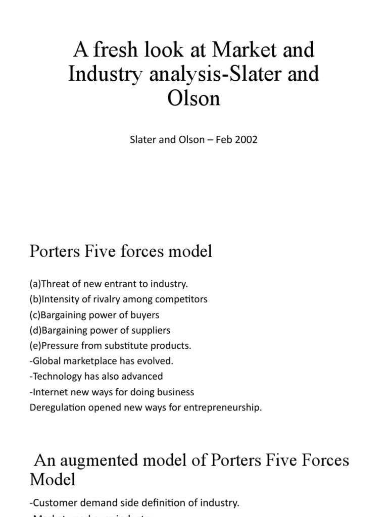 A Fresh Look At Market And Industry Analysis Slater And Olson Pdf