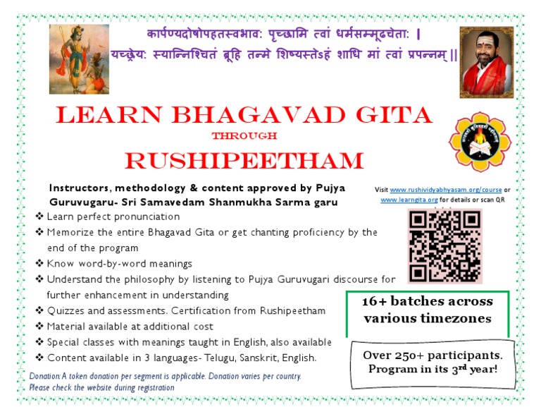Learn Gita Through Rushipeetham - New | PDF