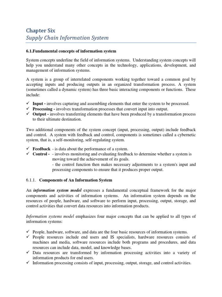 Fundamental Concepts of Supply Chain Information Systems: A Systems Approach to Solving Business ...