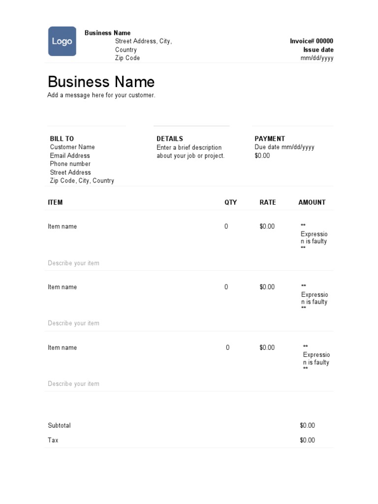 Square Invoice Template Example | PDF