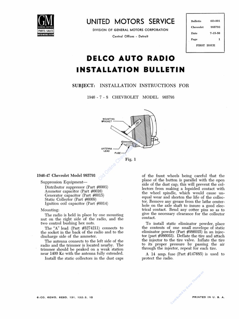 Delco Radio Installation Guide 1946-52 | PDF | Ignition System ...