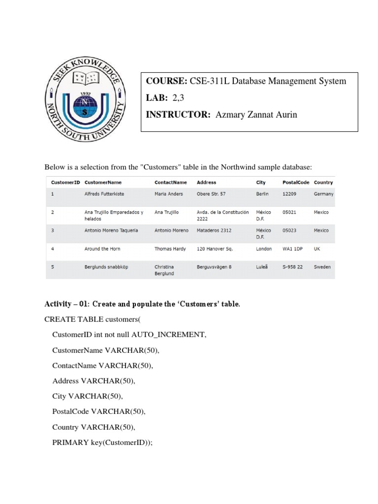 Cse 311l Week 2 3 Pdf Data Databases