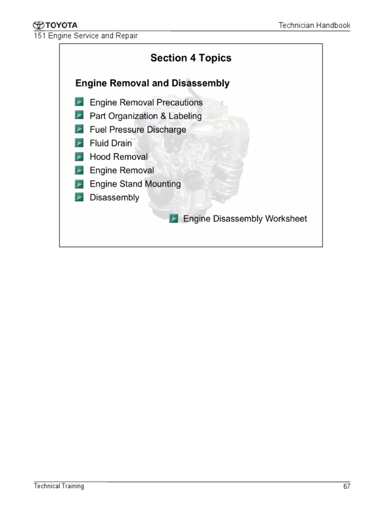 Engine Removal and Disassembly | PDF | Pump | Manufactured Goods