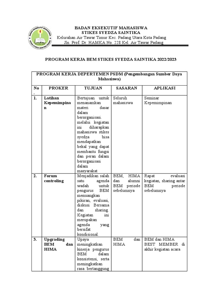 Proker Bem 2022-2023 | PDF