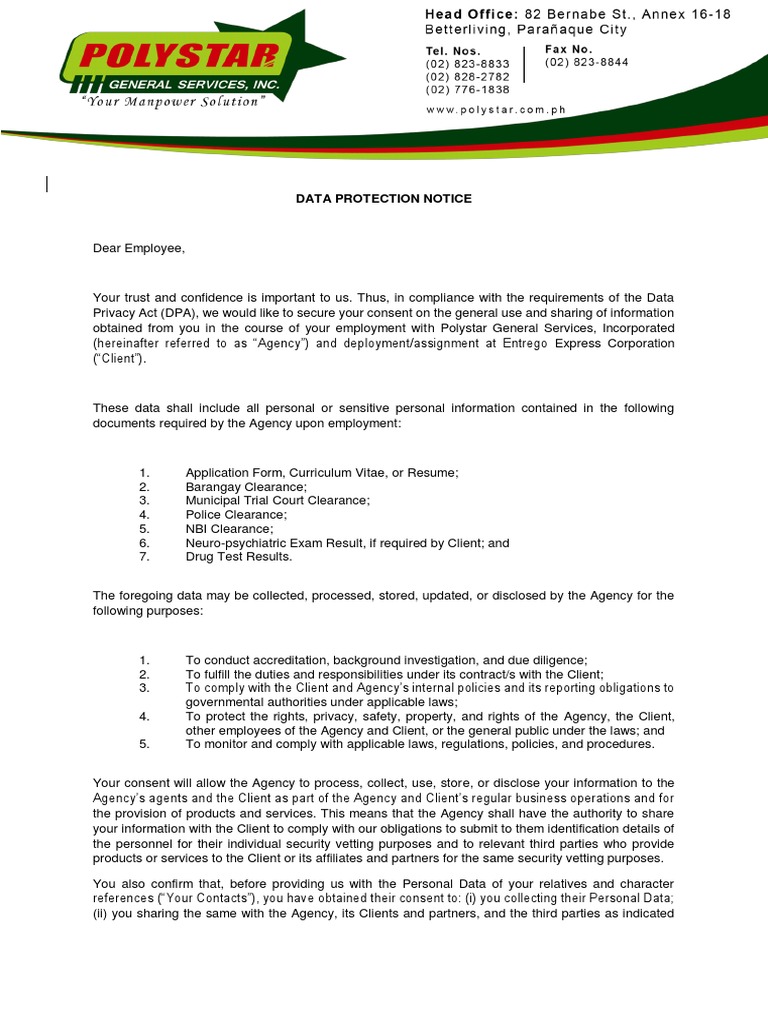 DATA PRIVACY CONSENT-Entrego | PDF | Privacy | Employment