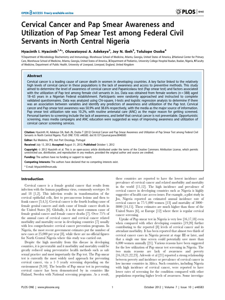 Cervical Cancer and Pap Smear | PDF | Cervical Cancer | Cancer