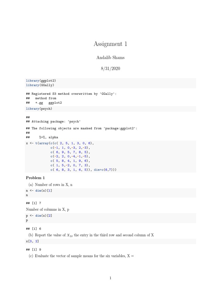 Assignment 1 | PDF | Scatter Plot | Statistics