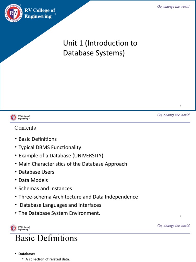 Unit 1-Introduction To Database Systems | PDF | Databases | Data Model