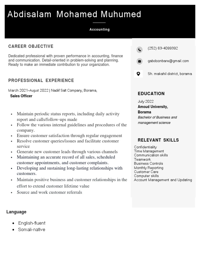 Sales Officer CV | PDF
