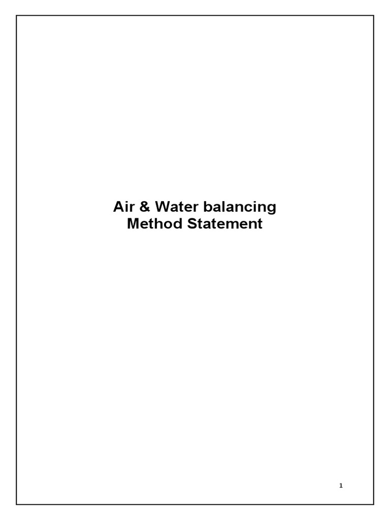 Method Statement For Air & Water Balancing | PDF | Duct (Flow) | Pump
